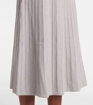 Veronica Beard Nami Knitted Lame Midi Dress - Silver