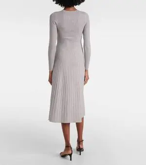Veronica Beard Nami Knitted Lame Midi Dress - Silver