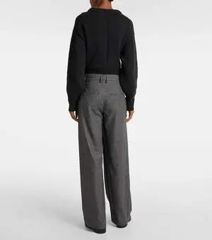 Vince Checked High-rise Wide-leg Pants