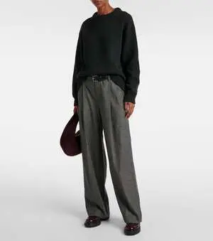 Vince Checked High-rise Wide-leg Pants
