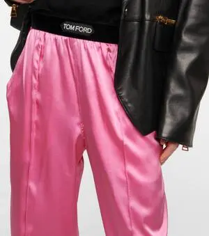 TOM FORD High-rise Silk-blend Satin Pants - Pink