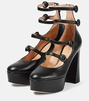 GIANVITO ROSSI Mary Jane Leather Platform Pumps