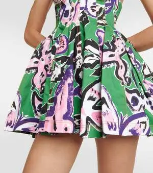 AREA Embellished Printed Denim Minidress