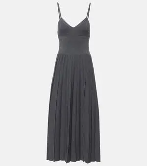 Khaite Elio Pleated Midi Dress - Grey