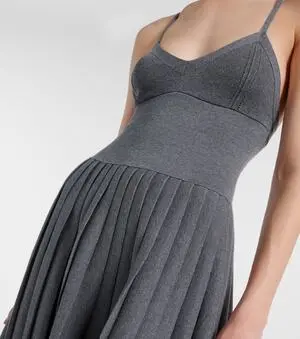 Khaite Elio Pleated Midi Dress - Grey