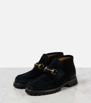 Gucci Horsebit Suede Ankle Boots - Black