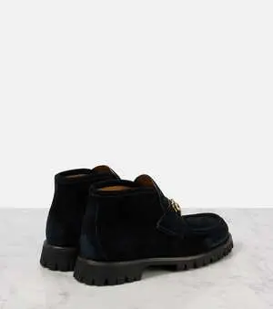 Gucci Horsebit Suede Ankle Boots - Black