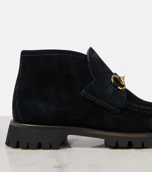 Gucci Horsebit Suede Ankle Boots - Black