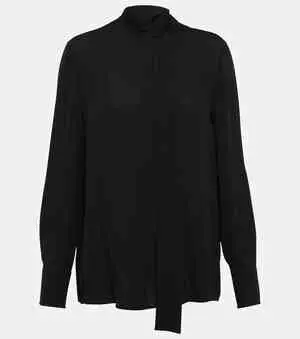 Valentino Garavani Tie-neck Silk Georgette Blouse - Black
