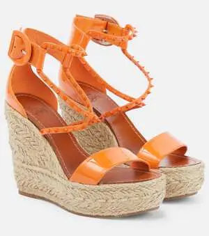 CHRISTIAN LOUBOUTIN Chocazeppa 120 Embellished Wedge Sandals - Orange