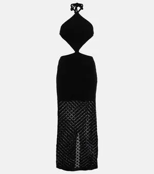 BANANHOT Diamond Halterneck Cutout Maxi Dress - Black