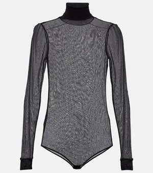 MAISON MARGIELA Mockneck Sheer Mesh Bodysuit