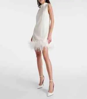 Rixo Bridal Candice Feather-trimmed Minidress