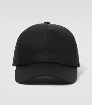 Saint Laurent Logo Gabardine Baseball Cap - Black