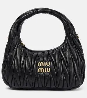 Miu Miu Miu Wander Matelasse Leather Shoulder Bag - Black