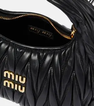 Miu Miu Miu Wander Matelasse Leather Shoulder Bag - Black