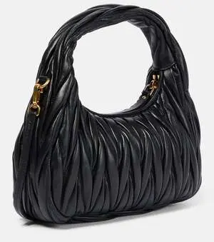 Miu Miu Miu Wander Matelasse Leather Shoulder Bag - Black