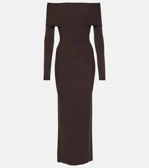 Alaïa Off-shoulder Jersey Midi Dress