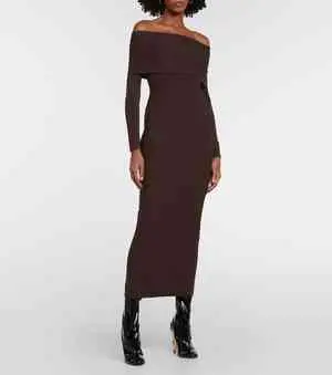 Alaïa Off-shoulder Jersey Midi Dress