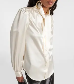 Saint Laurent Tie-neck Silk Satin Blouse
