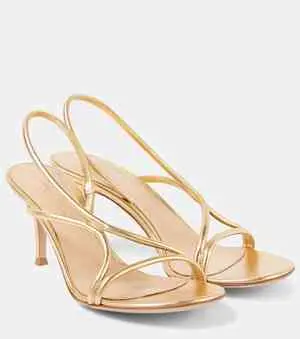 GIANVITO ROSSI Metallic Leather Sandals - Gold