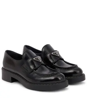Prada Platform Leather Loafers - Black