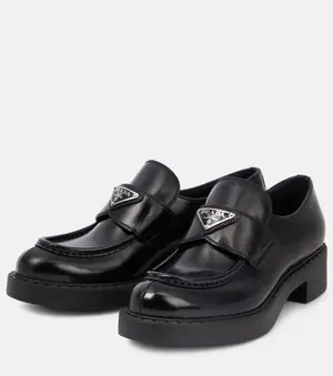 Prada Platform Leather Loafers - Black