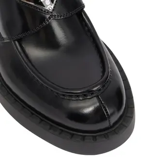 Prada Platform Leather Loafers - Black