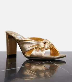 JIMMY CHOO Avenue 85 Metallic Leather Sandals