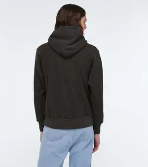LES TIEN Cropped Hooded Sweatshirt - Black