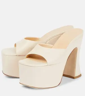 Magda Butrym Leather Platform Mules - Neutrals