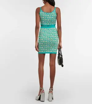 Versace Allover Cotton-blend Miniskirt