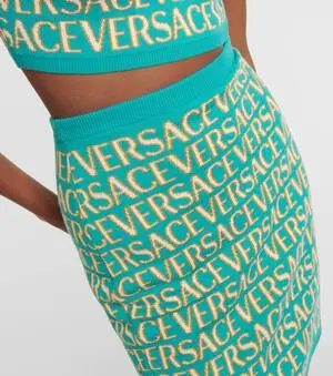 Versace Allover Cotton-blend Miniskirt