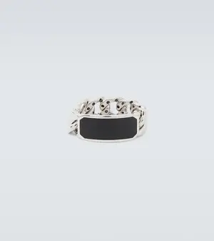 Shay Jewelry Id Link Ring In 18kt White Gold With Onyx - Metallic