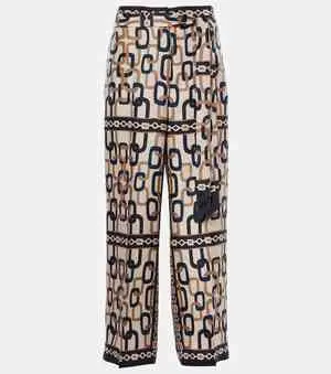Max Mara Brina Printed Silk Twill Wide-leg Pants - Multicoloured
