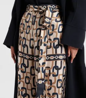 Max Mara Brina Printed Silk Twill Wide-leg Pants - Multicoloured