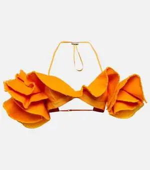 Jacquemus La Brassiere Artichaut" Cotton Crop Top With Ruffles - Orange