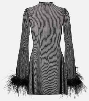 Oseree Feather-trimmed Minidress
