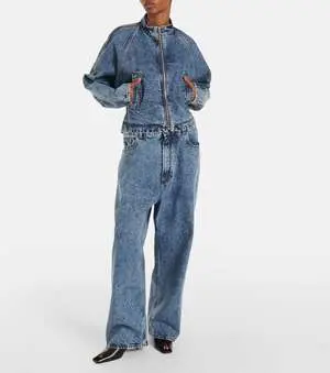 Alaïa Round Racing Denim Jacket - Blue