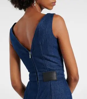 Erdem Floral Printed Denim Midi Dress