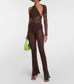 ROBERTA EINER Asymmetric Knit Bodysuit - Brown