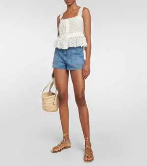 Veronica Beard Evert Broderie Anglaise Cotton Top