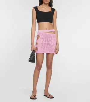 ROBERTA EINER Distressed Cutout Mini Skirt