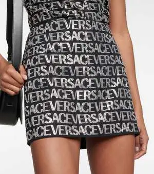 Versace Logo Embellished Miniskirt