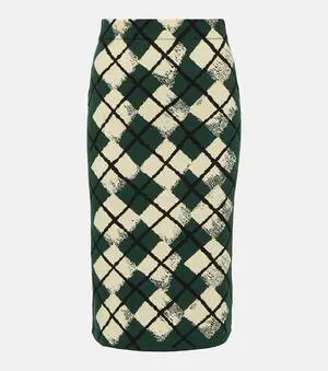 Burberry Checked Cotton Midi Skirt