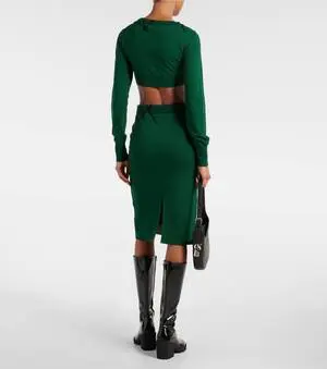 Burberry Checked Cotton Midi Skirt