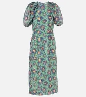 Ulla Johnson Amandine Puff-sleeve Midi Dress - Multicoloured