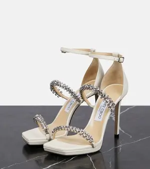 JIMMY CHOO Bing 105 Crystal-embellished Leather Sandals