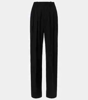 Plan C Pinstripe Wool-blend Wide-leg Trousers