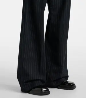 Plan C Pinstripe Wool-blend Wide-leg Trousers